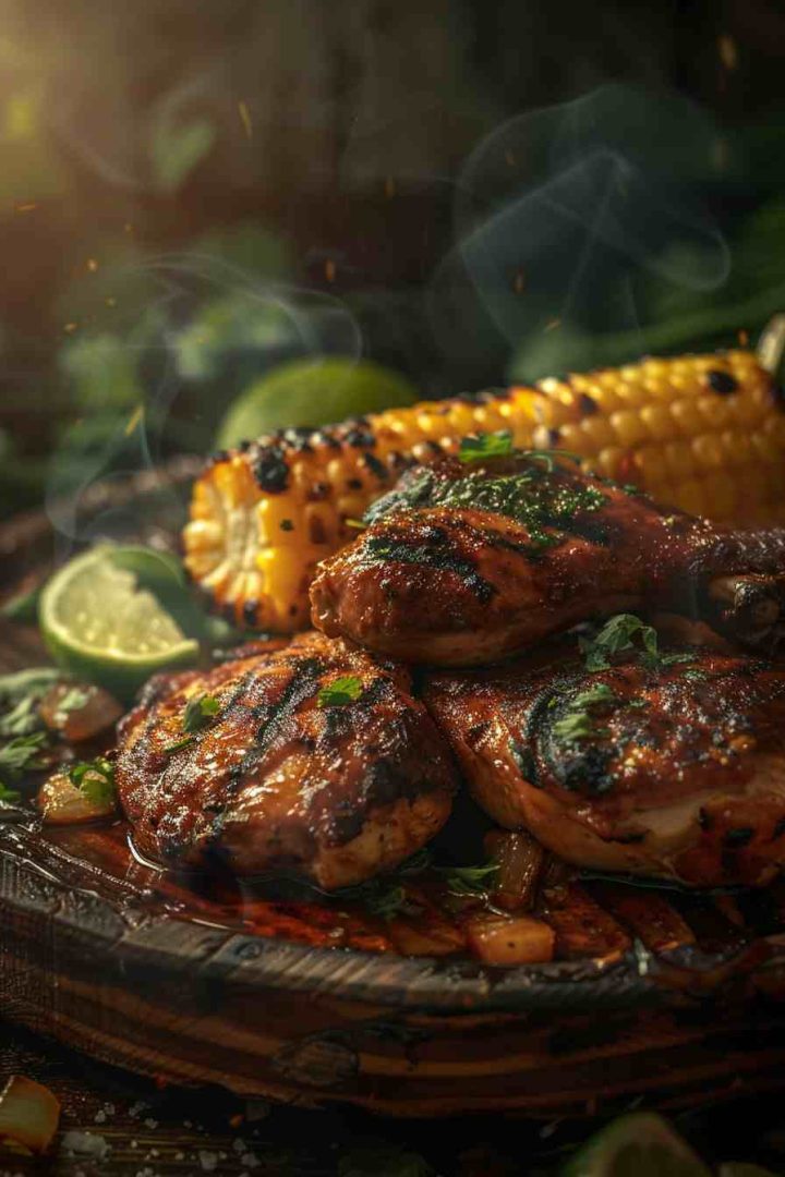 Grilled BBQ Chicken with Corn on the Cob