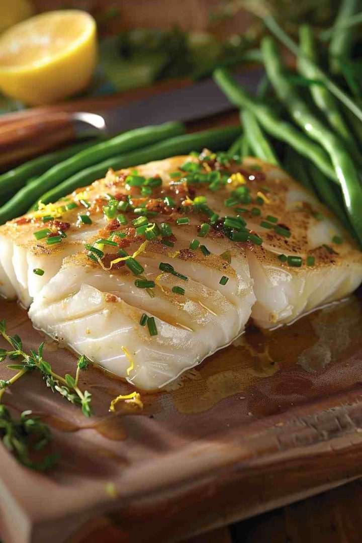 Garlic Herb Baked Cod with Green Beans