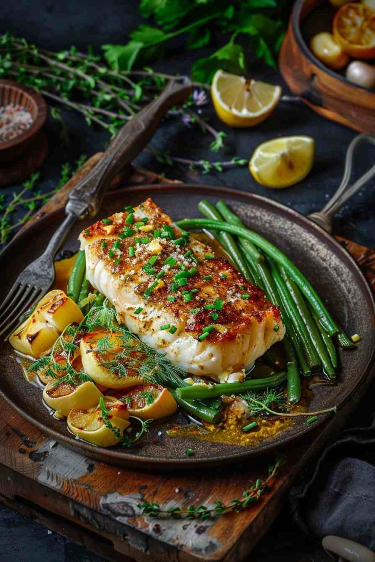 Garlic Herb Baked Cod with Green Beans