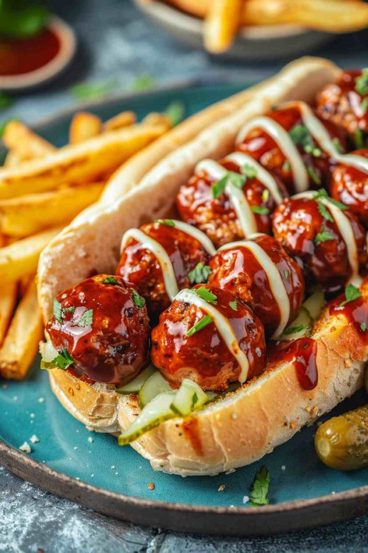 BBQ Meatball Subs With Cheese