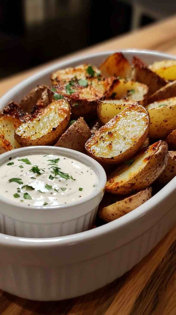 Air Fryer Baked Potatoes with Ranch Dressing