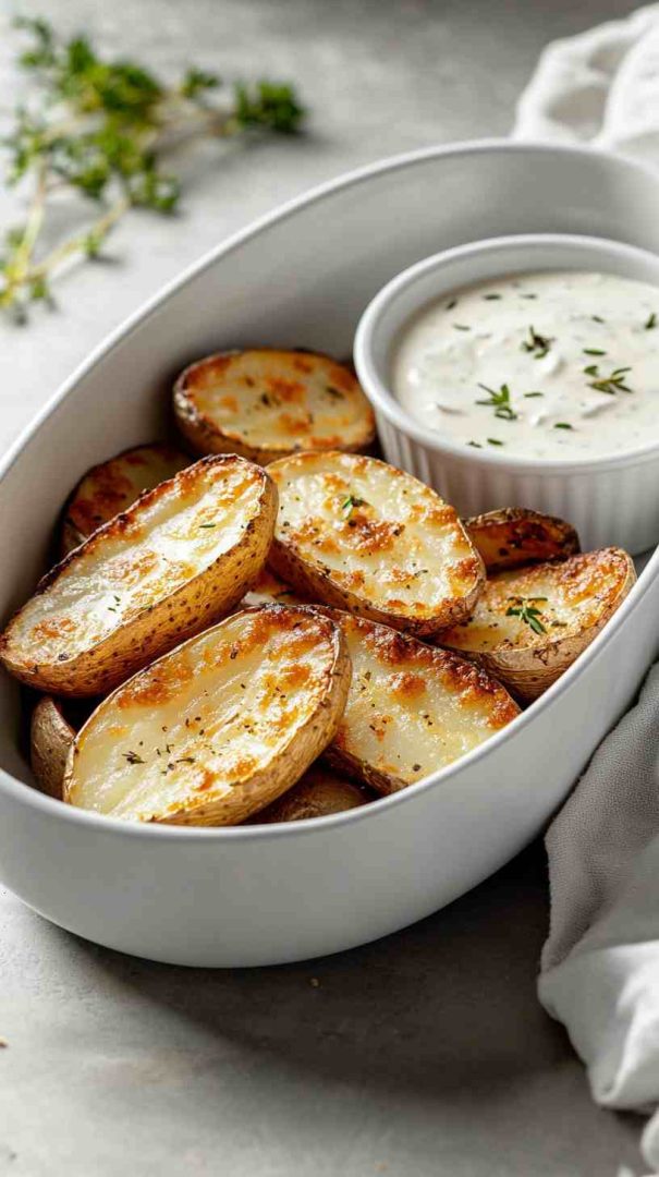 Air Fryer Baked Potatoes with Ranch Dressing