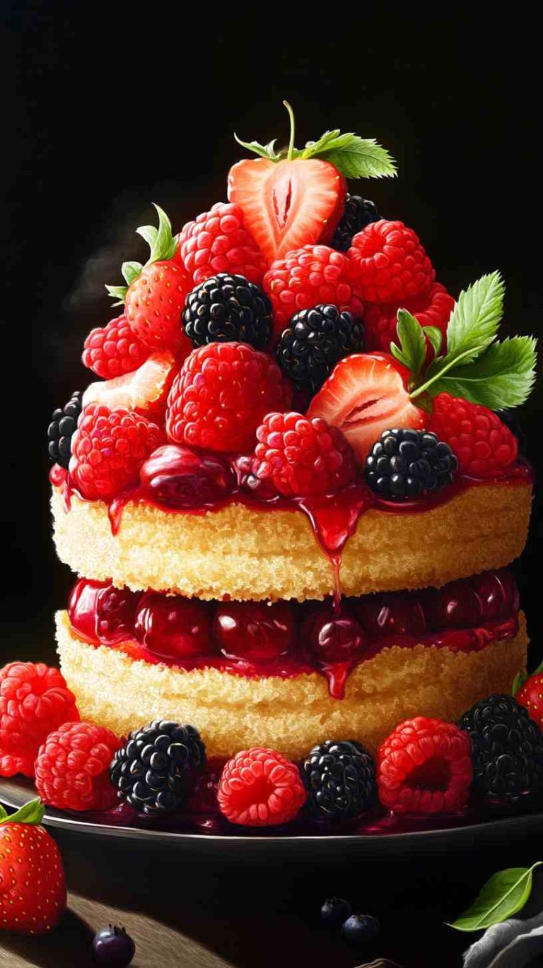 Berry-Layered Angel Food Cake