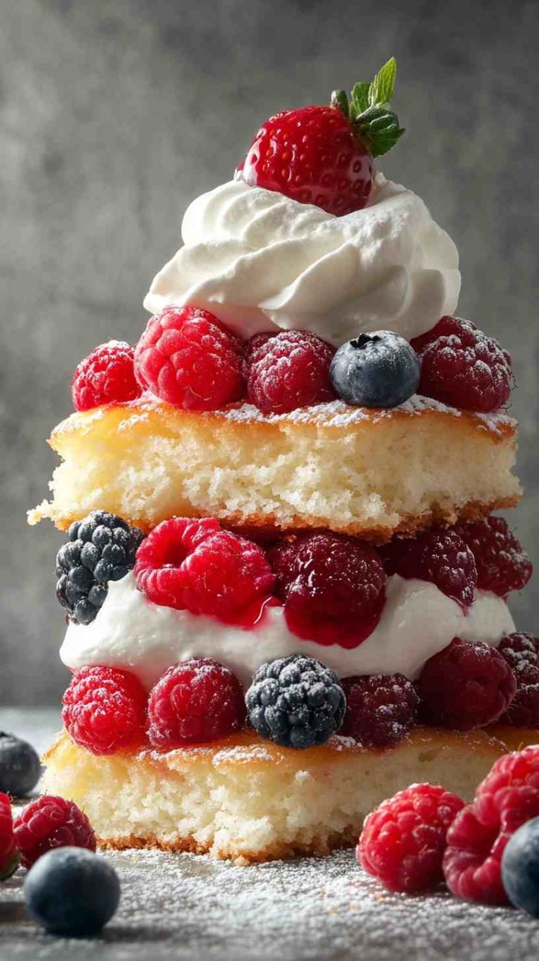 Berry-Layered Angel Food Cake