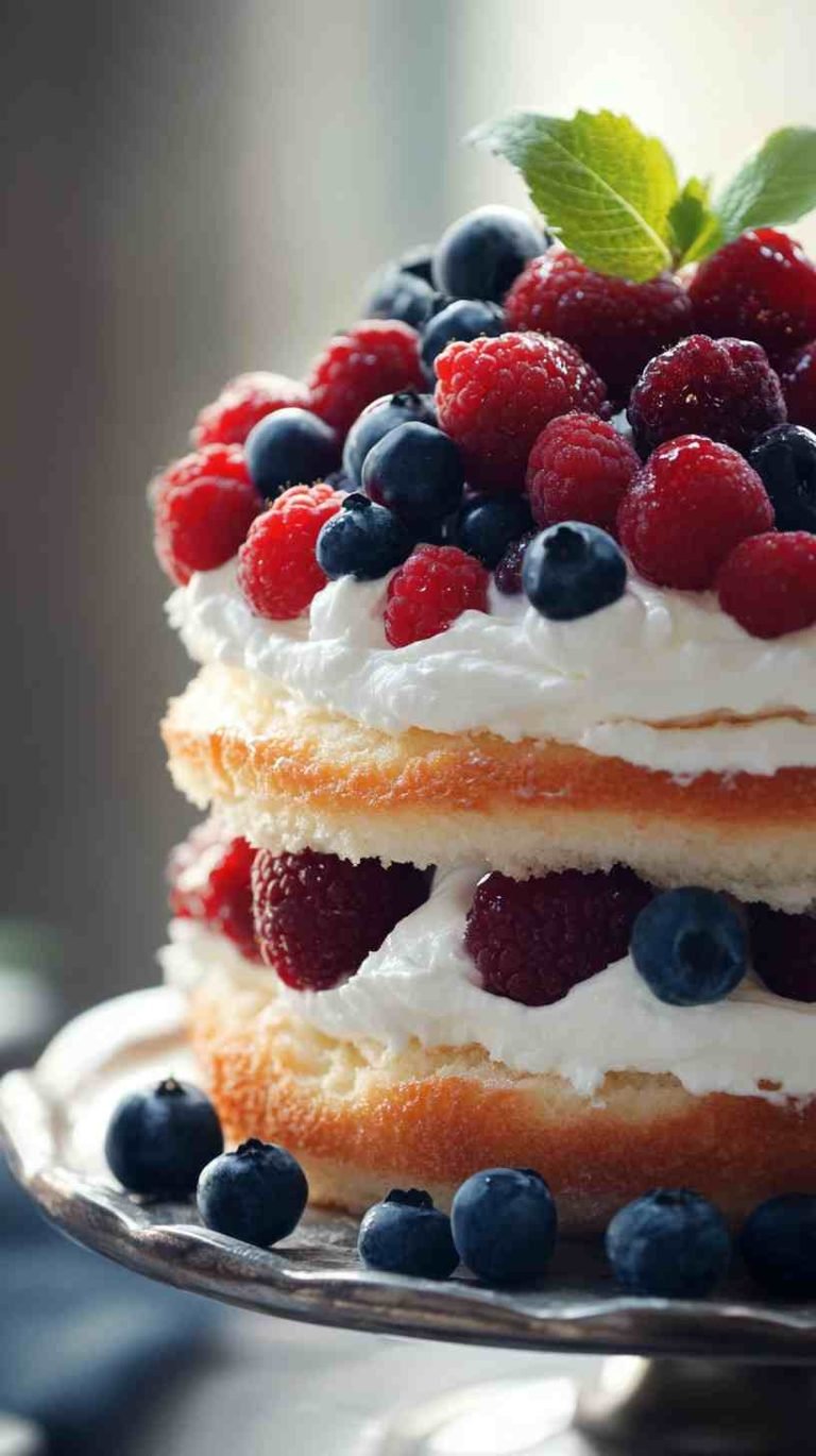 Berry-Layered Angel Food Cake