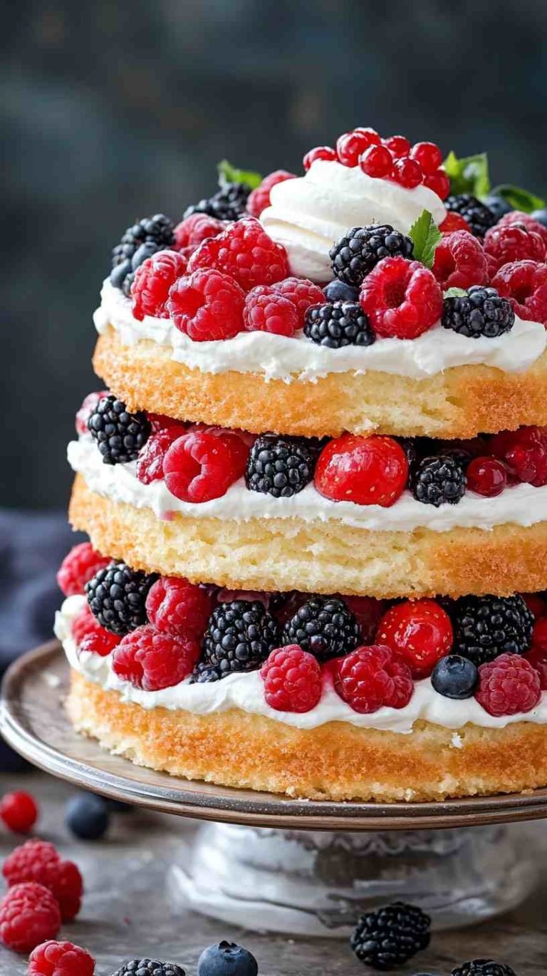 Berry-Layered Angel Food Cake