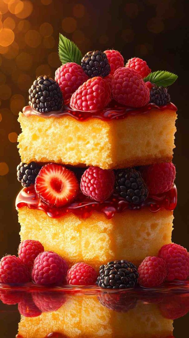 Berry-Layered Angel Food Cake