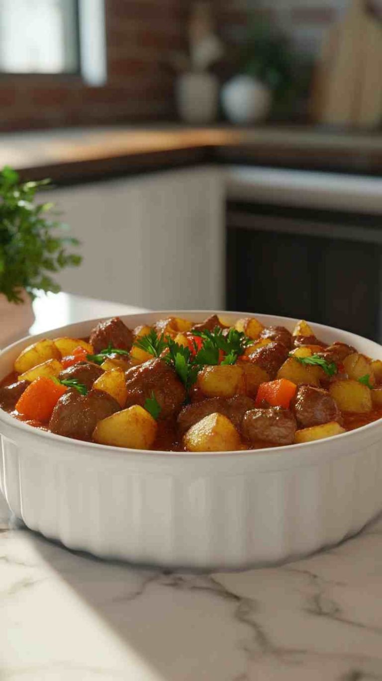 Family-Style Beef Afritada with Potatoes and Carrots