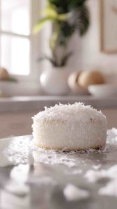 Coconut Angel Food Cake with Creamy Frosting