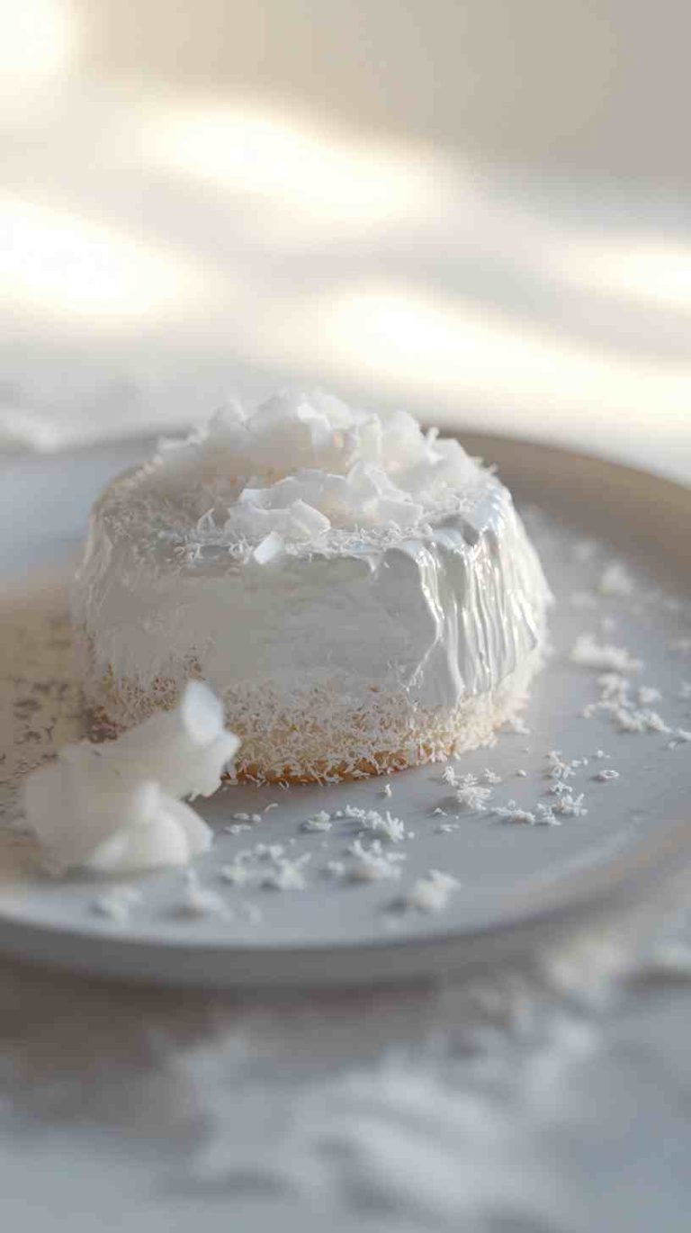 Coconut Angel Food Cake with Creamy Frosting