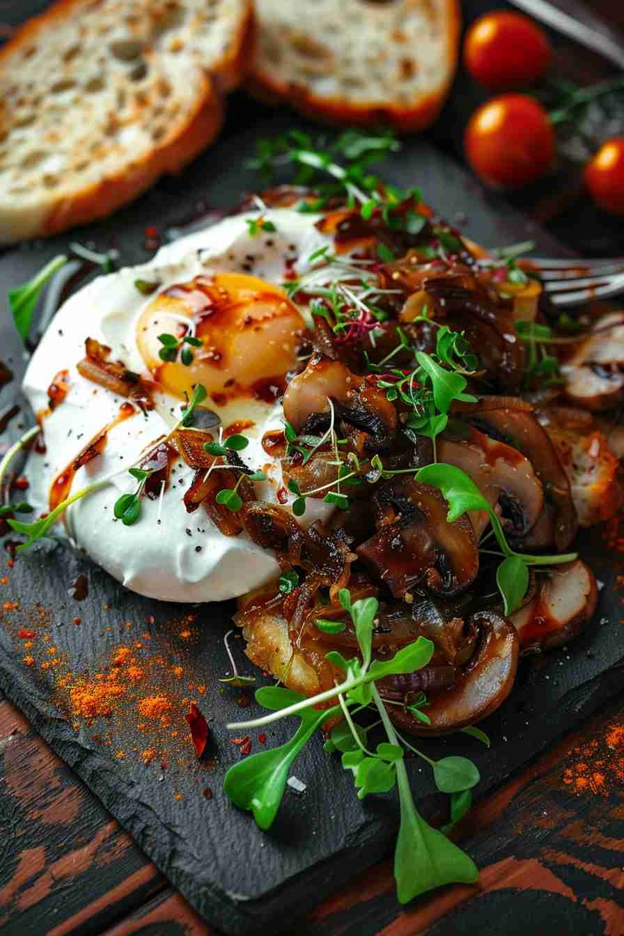Breakfast Burrata with Mushrooms