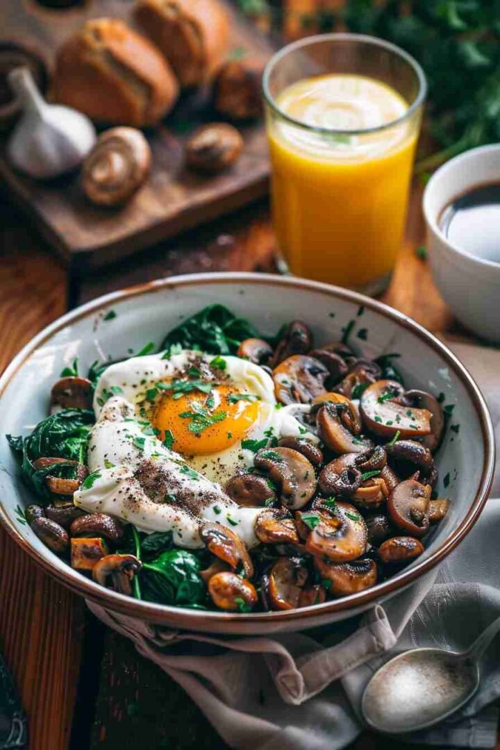 Breakfast Burrata with Mushrooms