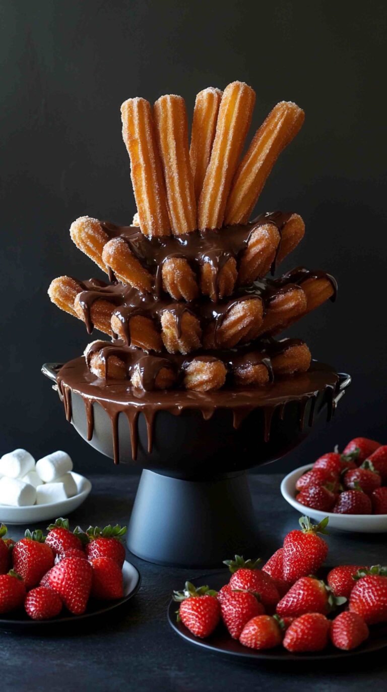 Churros with Cinnamon Sugar and Chocolate Dip Street Food