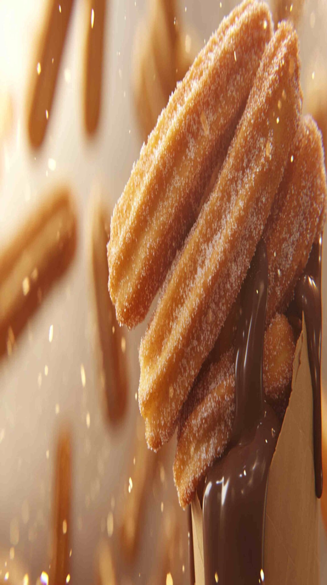Churros with Cinnamon Sugar and Chocolate Dip Street Food