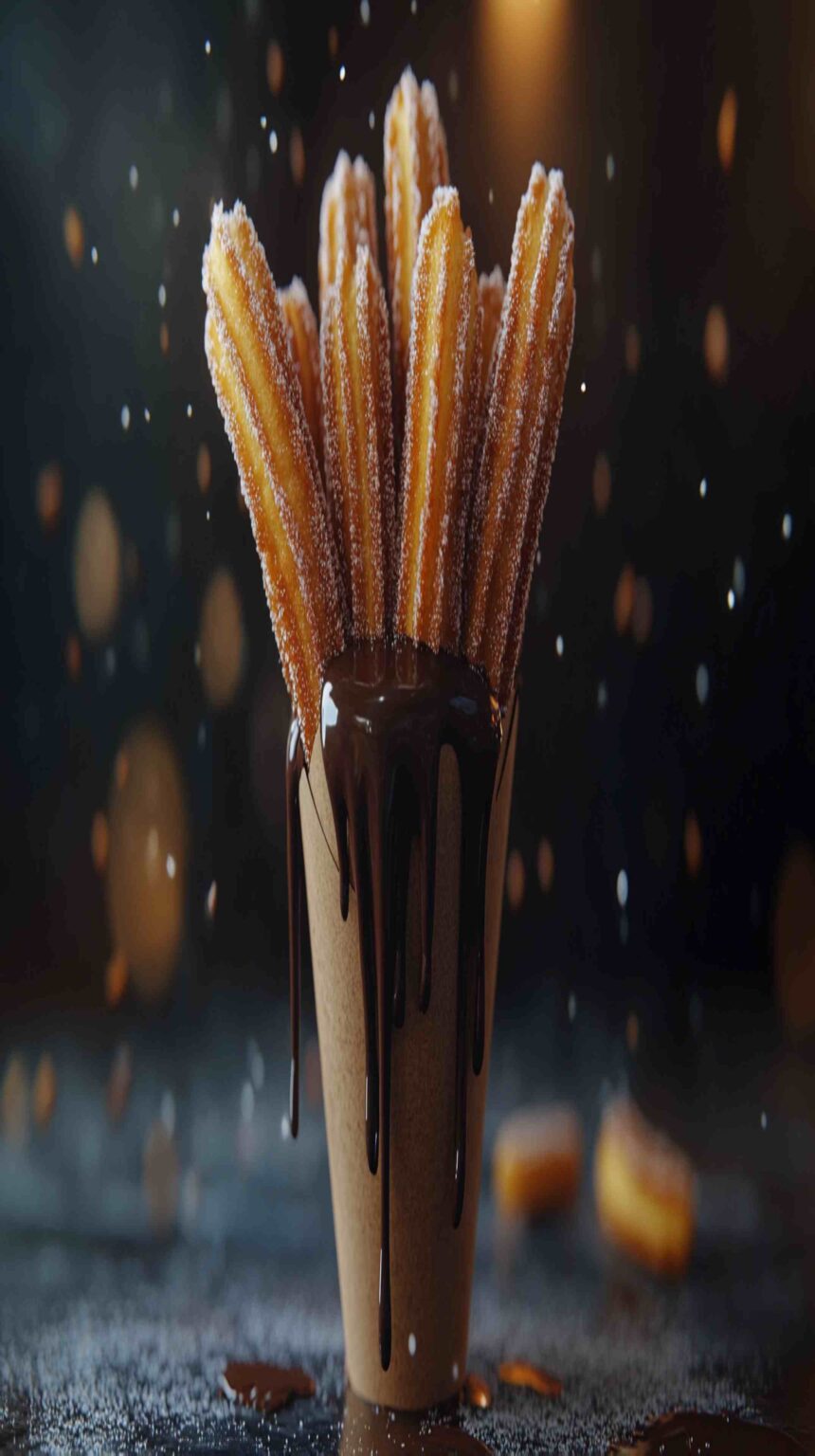 Churros with Cinnamon Sugar and Chocolate Dip Street Food