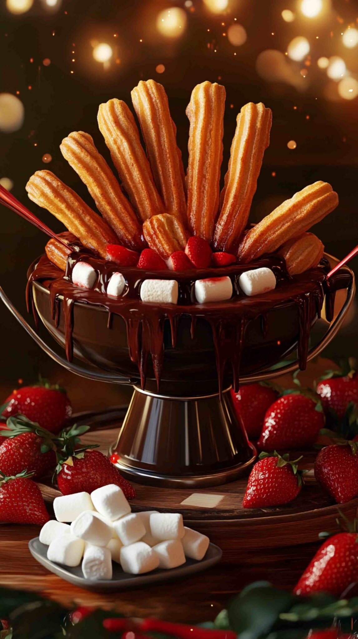 Churros with Cinnamon Sugar and Chocolate Dip Street Food