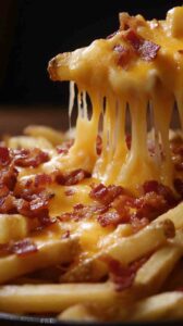 Loaded French Fries with Cheddar and Bacon Street Food