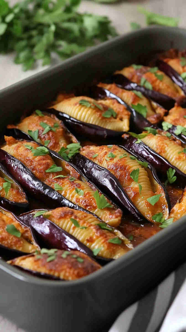 Aubergine and Ricotta Stuffed Pasta Shells
