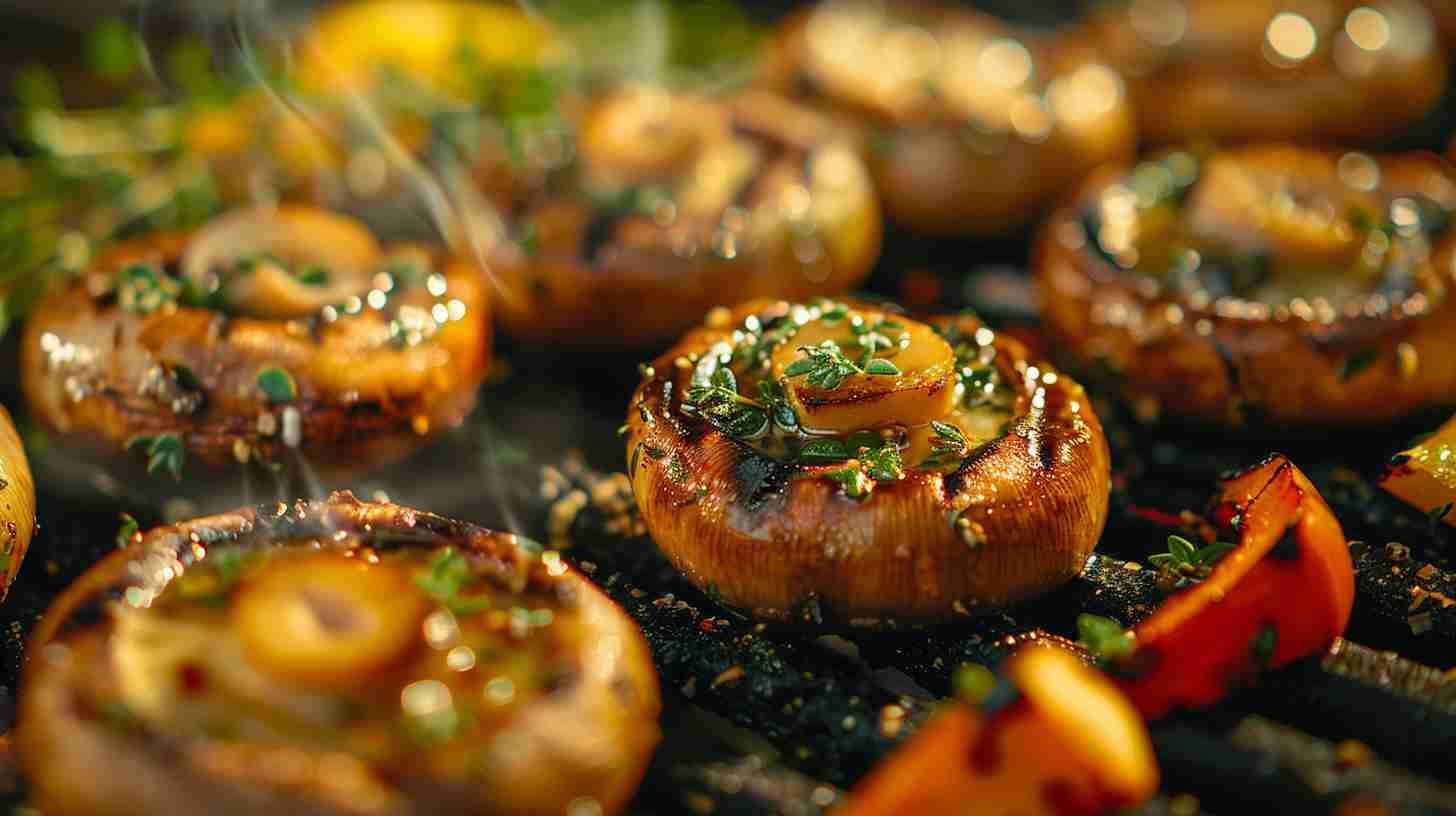 Grilled Cap Mushrooms with Herb Butter