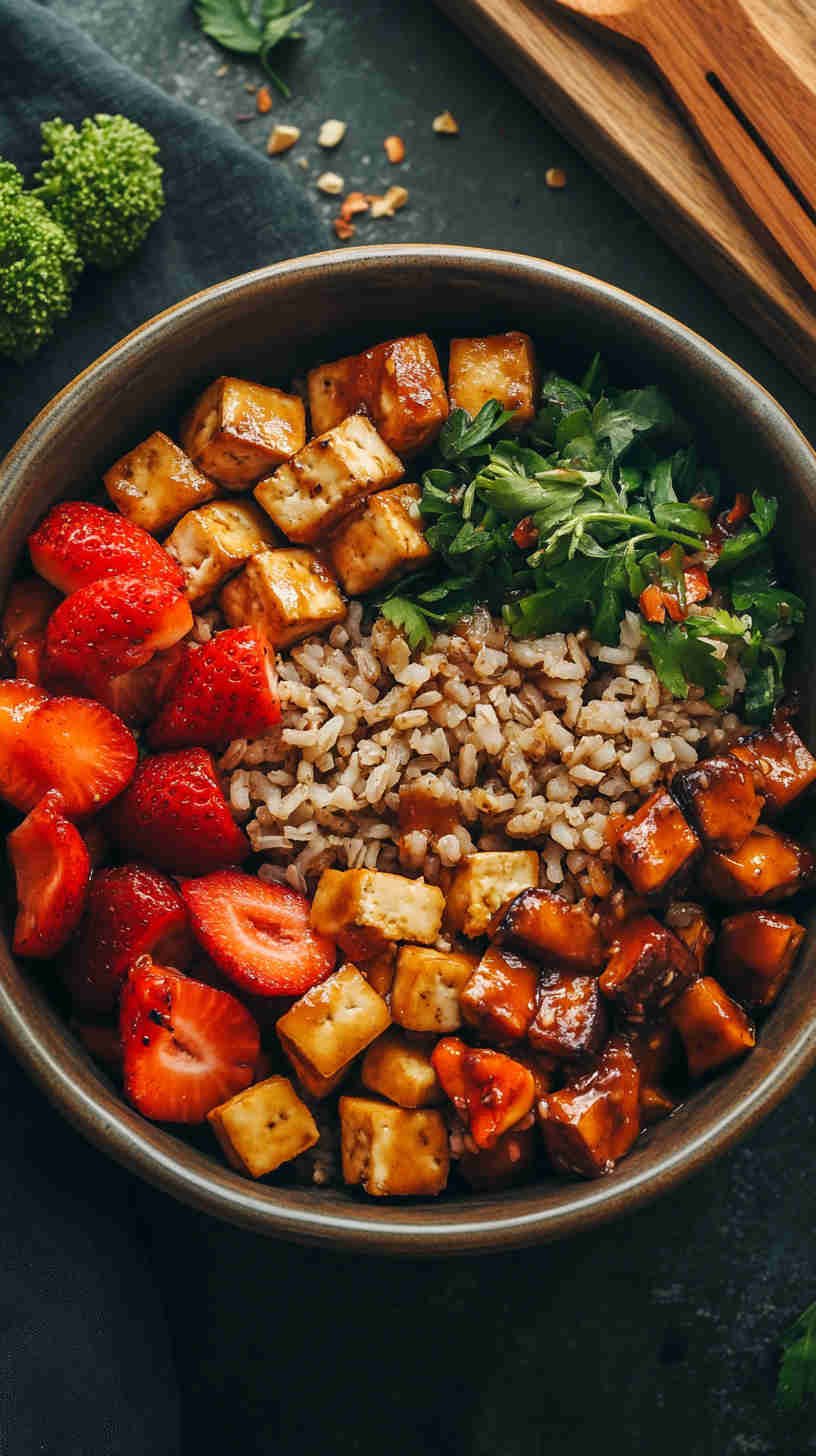 Nutritious Veggie Stir-Fry with Tofu and Brown Rice