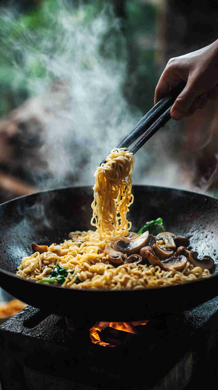Wok Tossed Asian Mushroom Egg Noodles Recipe