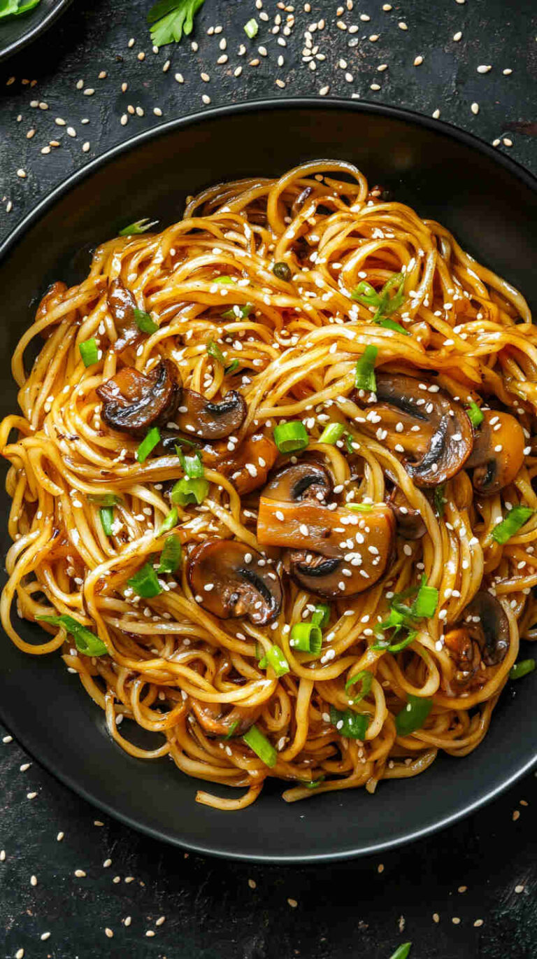 Wok Tossed Asian Mushroom Egg Noodles Recipe
