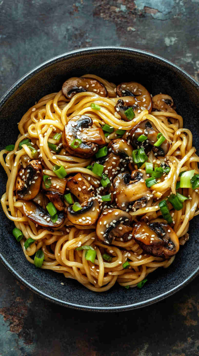 Wok Tossed Asian Mushroom Egg Noodles Recipe