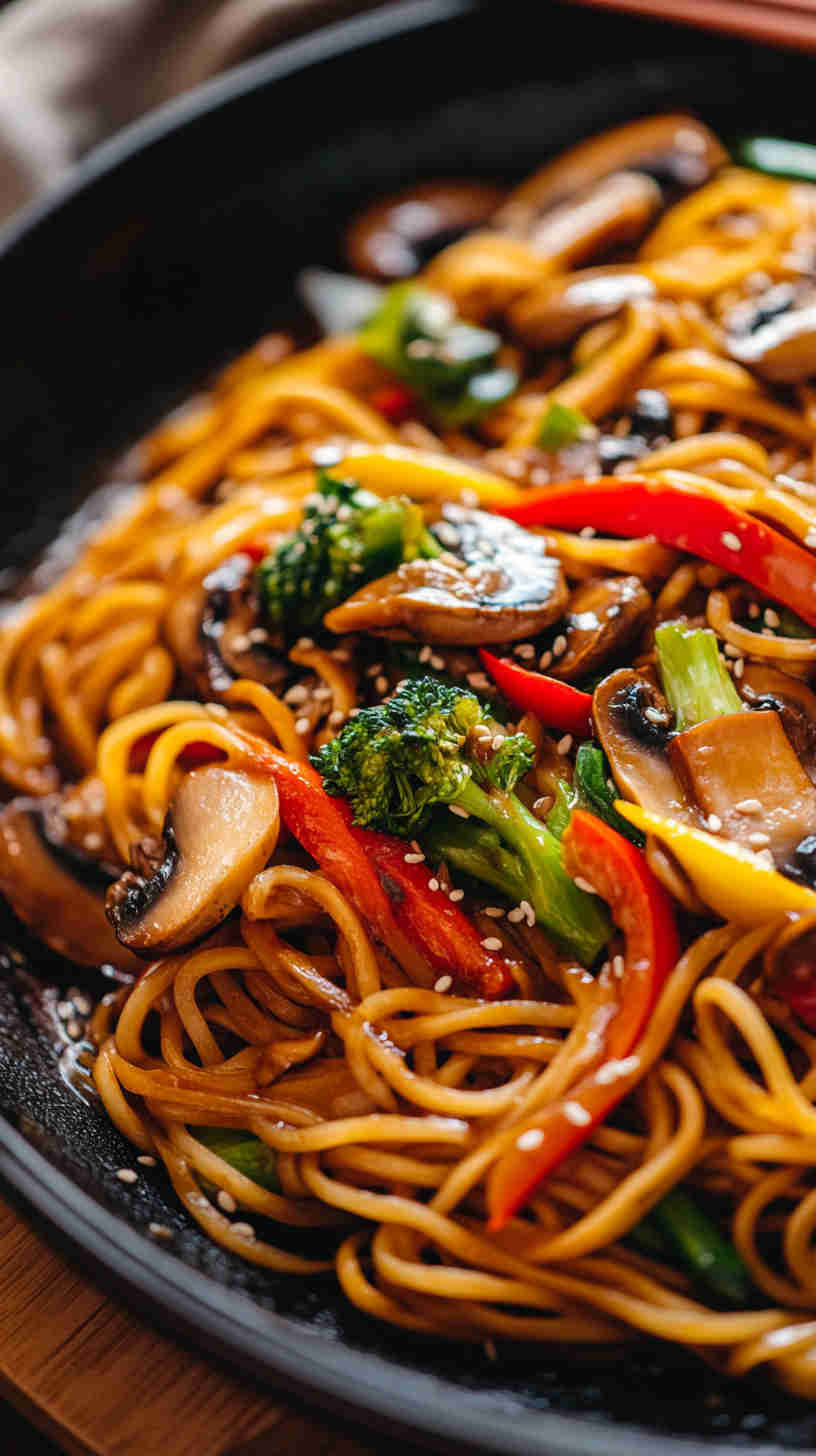 Wok Tossed Asian Mushroom Egg Noodles Recipe
