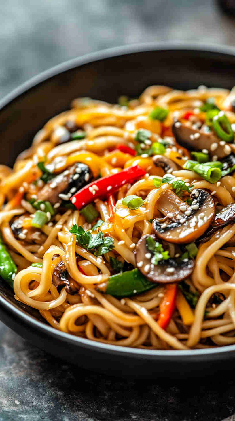 Wok Tossed Asian Mushroom Egg Noodles Recipe