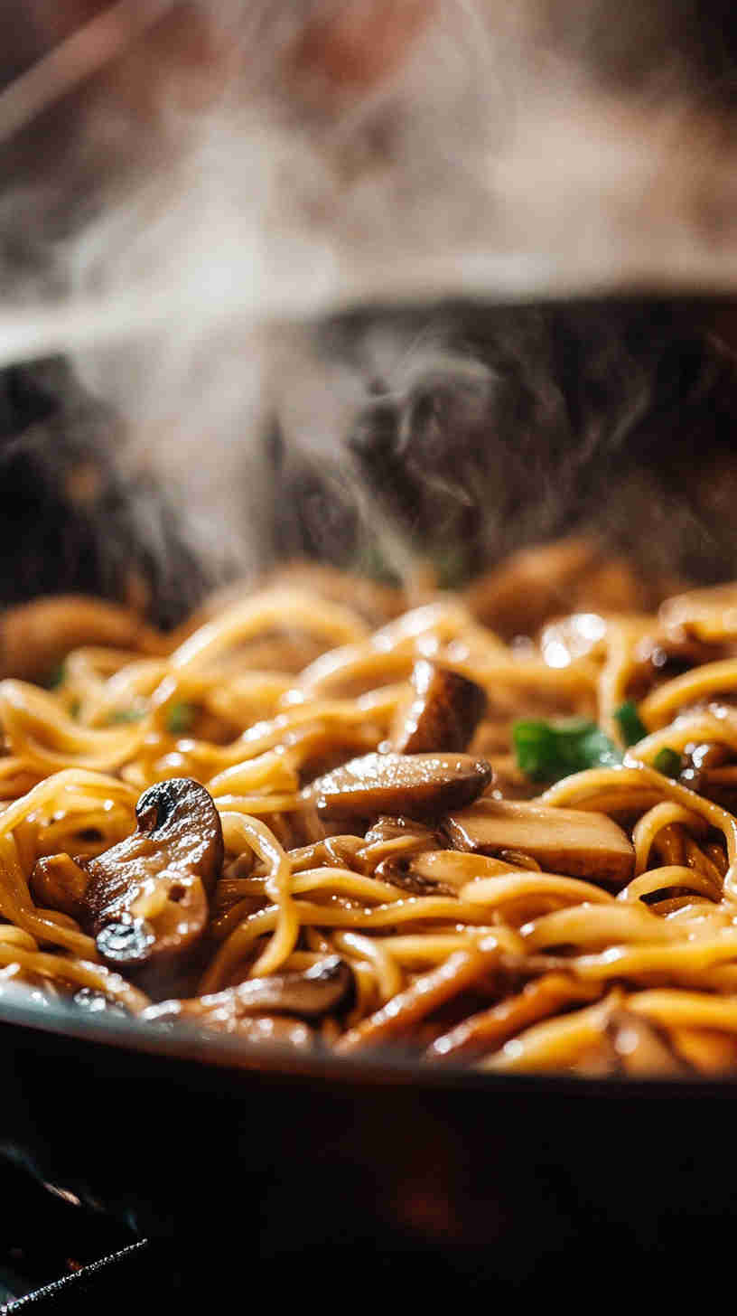 Wok Tossed Asian Mushroom Egg Noodles Recipe