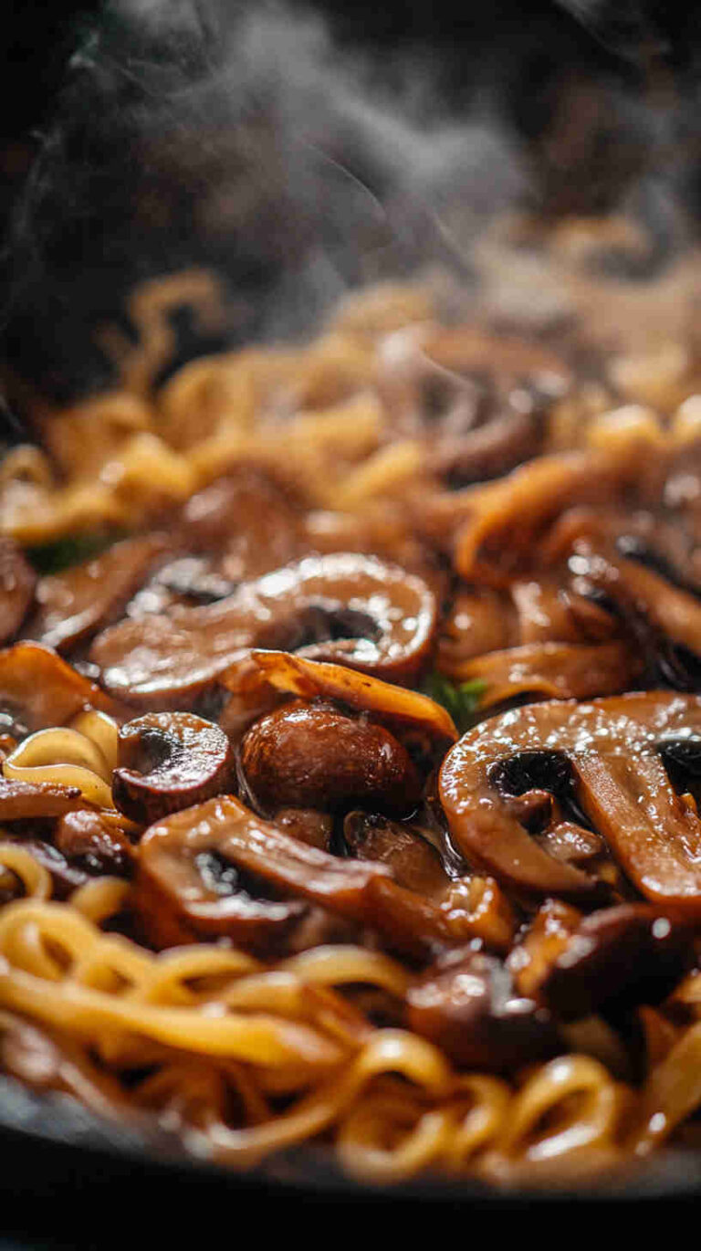 Wok Tossed Asian Mushroom Egg Noodles Recipe